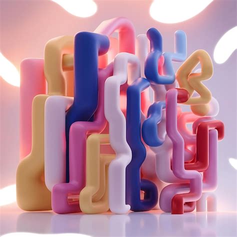 Wavy Shapes On A Light 3d Rendering Background Premium Ai Generated Image