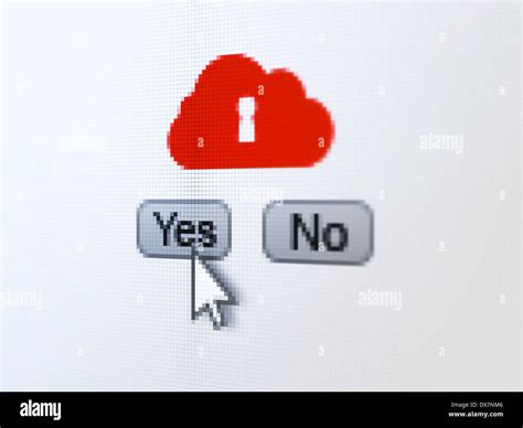 cloud networking concept cloud with keyhole on digital computer screen