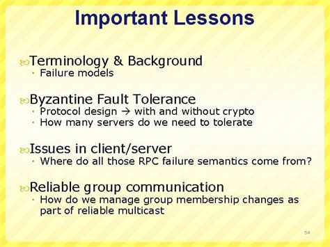 L15 Fault Tolerance 1 Fault Tolerance Terminology Byzantine