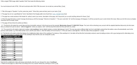 Solved Write A Single Html5 Page Called Question1html