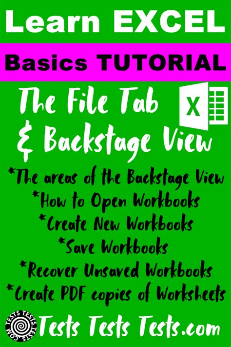 The File Tab And Backstage View Excel Tutorial Learn Excel Basics