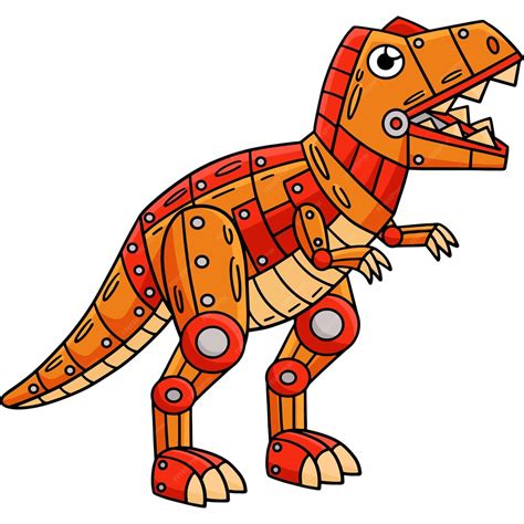 Premium Vector Robot T Rex Cartoon Colored Clipart Illustration