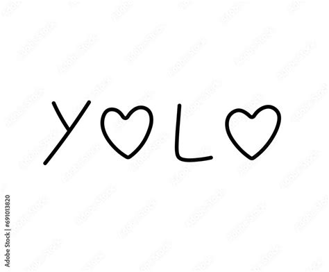 Vector Isolated Word Yolo Tattoo Lettering Doodle Hand Drawn Style Colorless Black And White