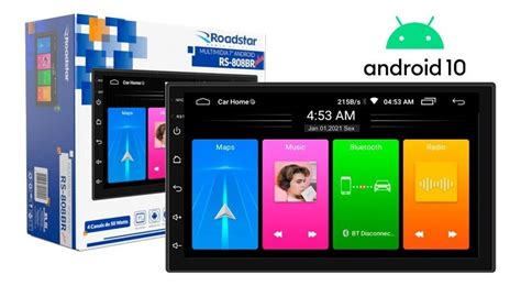Central Multimídia Roadstar Rs808br Plus Android 7 Btgpsespelhamentousbfm Eletroking
