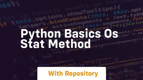 Python Basics Os Stat Method Youtube