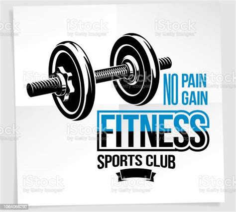 스포츠 클럽 디스크 무게 벙어리 벨 스포츠 장비를 사용 하 여 구성 하는 벡터 프로 모션 카드 아니 아무 이득 면 통증 Championship에 대한 스톡 벡터 아트 및
