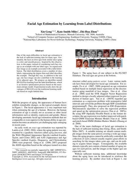 Pdf Facial Age Estimation By Learning From Label Distributions