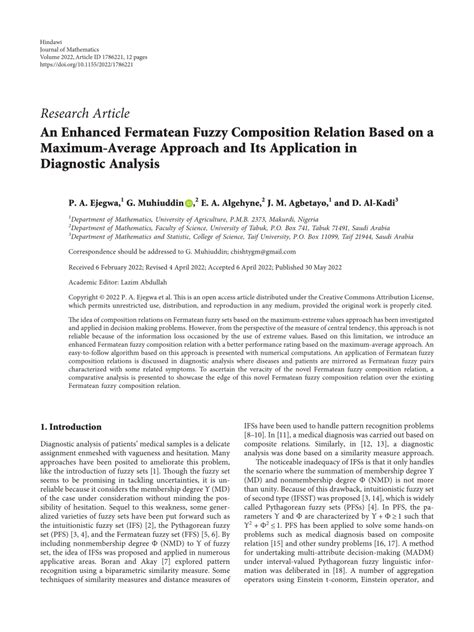 Pdf An Enhanced Fermatean Fuzzy Composition Relation Based On A Maximum Average Approach And