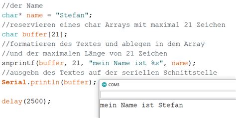 Arduino Programmierung Ausgabe Formatierter Strings Zeichenketten