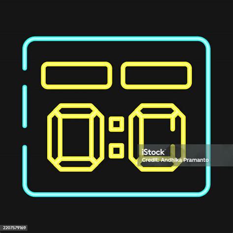 아이콘 점수 보드 축구와 축구 요소 네온 스타일의 아이콘입니다 Brand Name Video Game에 대한 스톡 벡터 아트 및 기타 이미지 Brand Name