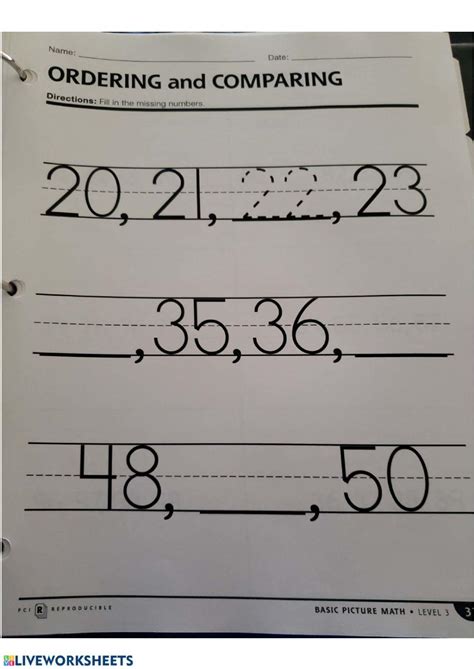 Ordering And Comparing Numbers Worksheet Live Worksheets