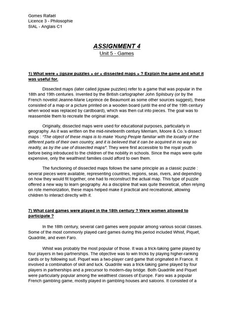 Assignment 4 Pdf Gaming Card Games
