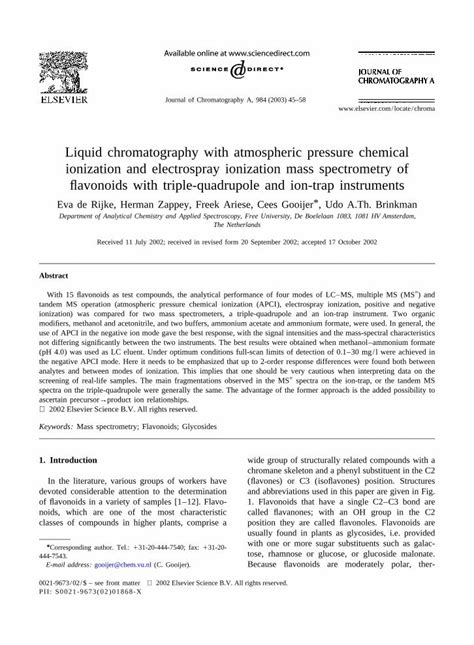 Pdf Liquid Chromatography With Atmospheric Pressure Chemical
