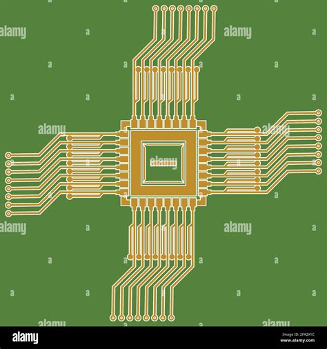 Flat Microelectronics Circuits Circuit Board Vector Green Background Stock Vector Image And Art
