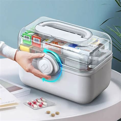 Голям куфар за лекарства с дръжка и кутия за хапчета