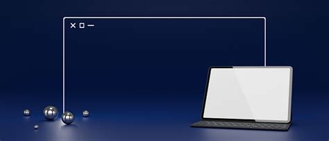 파란색 배경에 분리된 모형 화면과 무선 키보드가 있는 디지털 태블릿 3d 렌더 3차원 형태에 대한 스톡 사진 및 기타 이미지