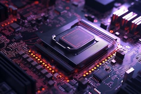 Premium Photo A Microchip On A Circuit Board Closeup Of A