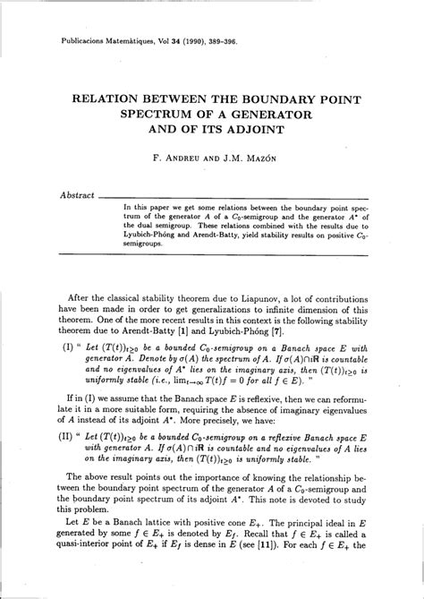 pdf relation between the boundary point spectrum of a generator and
