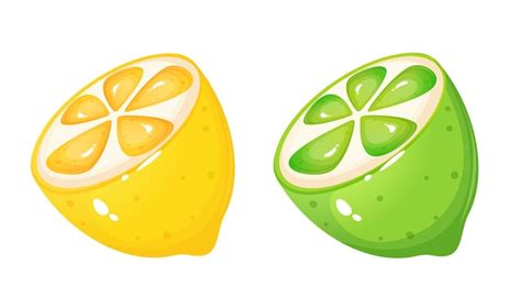 Premium Vector Cartoon Style Lime And Lemon Slice