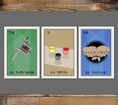Tattoo Shop Loteria 13x19 Art Print Set 3 Free Domestic Shipping
