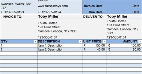 Free Excel Template Basic Invoice W Unit Price Create Invoices Easily