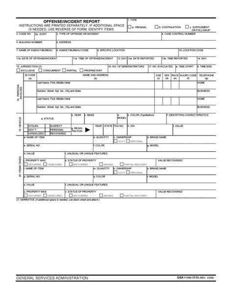 Blank Police Report Template