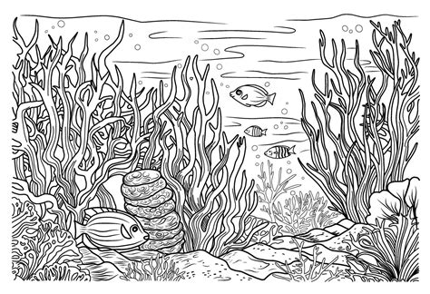 Underwater World Coloring Page Coloring Page Life In The Ocean With