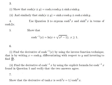 solved 3 i show that cosh x±y coshxcoshy±sinhxsinhy