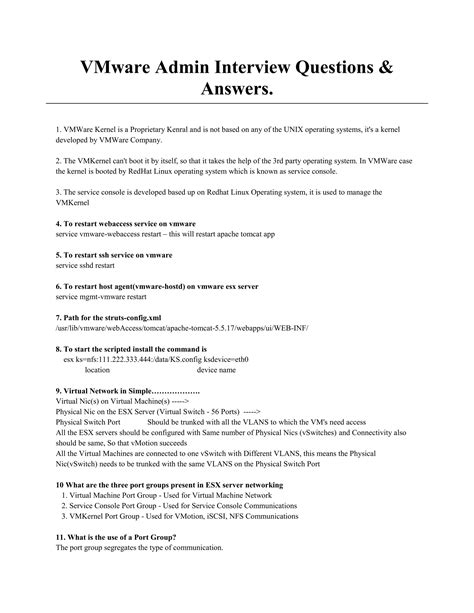 Vmware Admin Interview Questions Pdf Operating Systems Computer