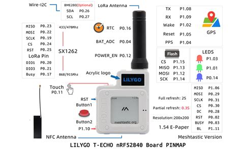 Lilygo T Echo Meshtastic 868mhz Lora Sx1262 Radio Module Ttgo Nrf52840