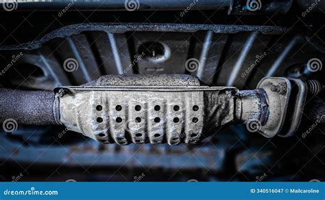 Close Up Of Catalytic Converter Under Vehicle Stock Image Image Of
