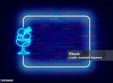 과자 가게 네온 발표 연속적인 한 줄의 그리기 아이스크림 디저트와 빈 흰색 프레임 벡터 일러스트 레이 션 아이스크림에 대한 스톡 벡터 아트 및 기타 이미지 Istock