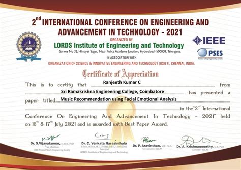 Dr C Ranjeeth Kumar On Linkedin Happy To Receive Best Paper Award In International Conference