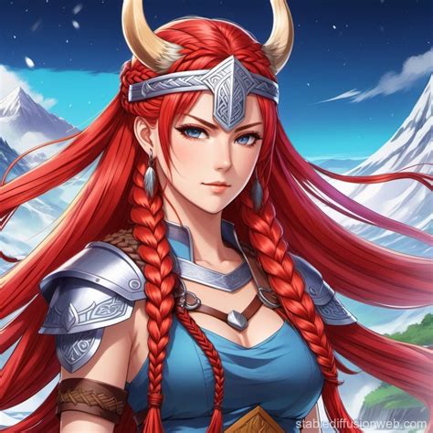 Female Viking Warrior With Long Red Braids Prompts Stable Diffusion