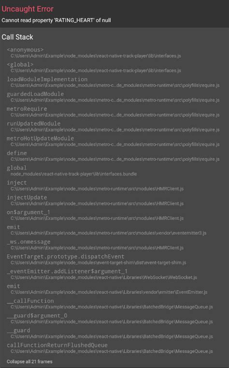 React Native Uncaught Error Cannot Read Property Rating Heart Of