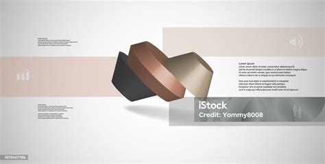 3d 그림 Infographic 템플릿입니다 라운드 팔각형 3 색 부분으로 나누어져 있습니다 개체는 비스듬히 회색 흰색 바탕에 흘 렸 어 간단한 표지판 색상 막대는 측면에