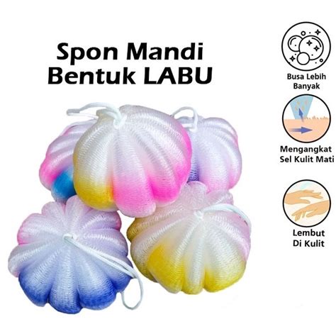 Jual Spon Mandi Panjang Bentuk Bulat Labu Spons Badan Bath Sponge Shopee Indonesia