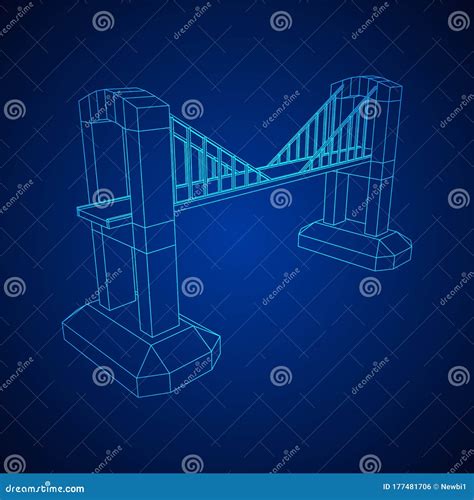 Bridge Connection Structure Wireframe Stock Vector Illustration Of Network Platform 177481706
