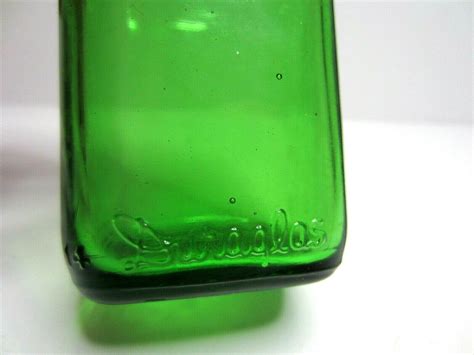 Vintage Green Glass Duraglas Empty Medicine Bottle Art Deco 3861236606