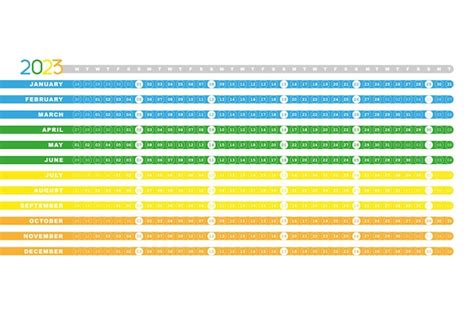 Premium Vector 2023 Horizontal Calendar Colorful Design