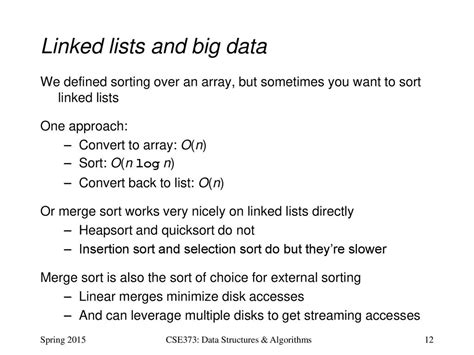 cse373 data structure and algorithms lecture 22 more sorting ppt download