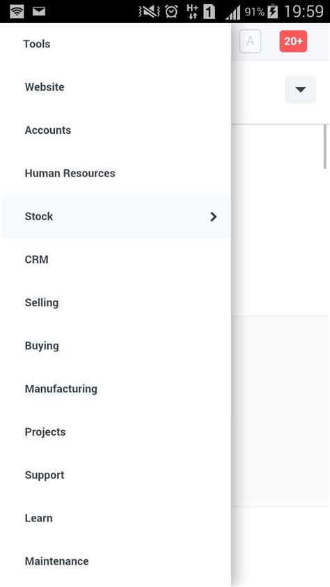Erpnext Mobile App On Android 4x Left Bar Come Over Right Bar