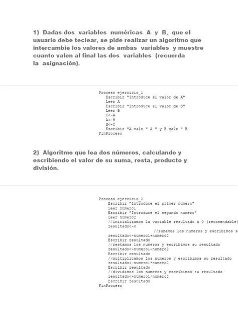 Ejercicios Resueltos Pseint Pdf Algoritmos Lógica Matemática