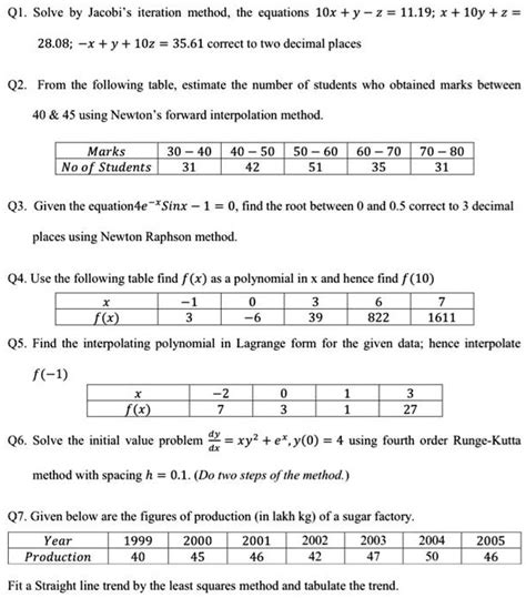 solved ql solve by jacobi s iteration method the equations 10x y z