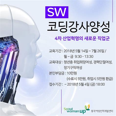 동작여성인력개발센터 4차 산업혁명 떠오르는 직업군 Sw코딩강사양성과정 직업교육훈련생 모집 Sw
