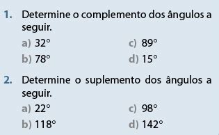 Determine O Complemento E O Suplemento Dos ângulos Br
