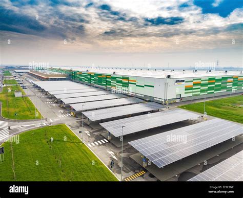 Beautiful Aerial View Of An Amazon Logistics Distribution Warehouse