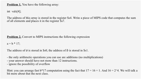 solved problem 1 you have the following array int vals[4]