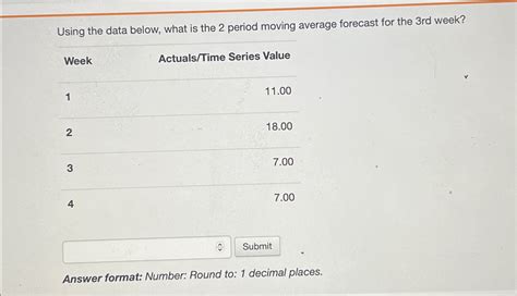 Solved Using The Data Below What Is The 2 ﻿period Moving