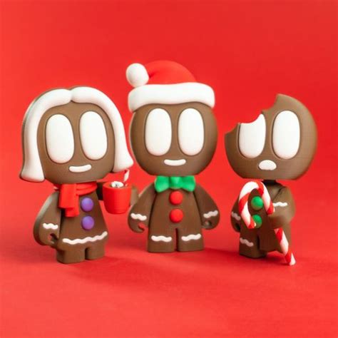 👨 Gingerbread Blobs Mini Modular Articulated Man Woman Art Toy・ 3d
